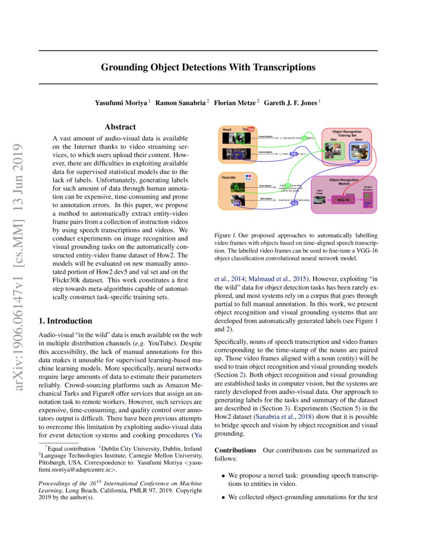 Grounding Object Detections With Transcriptions | DeepAI