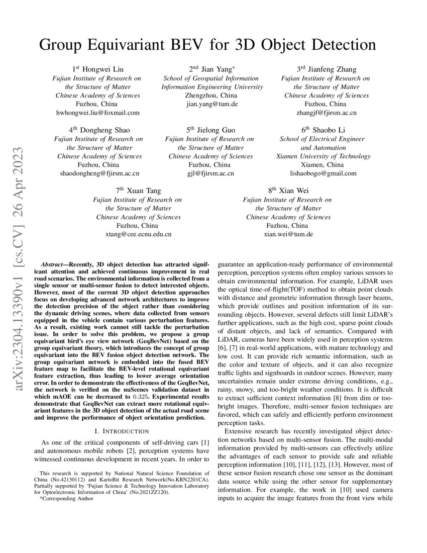 Group Equivariant Bev For 3d Object Detection Deepai 
