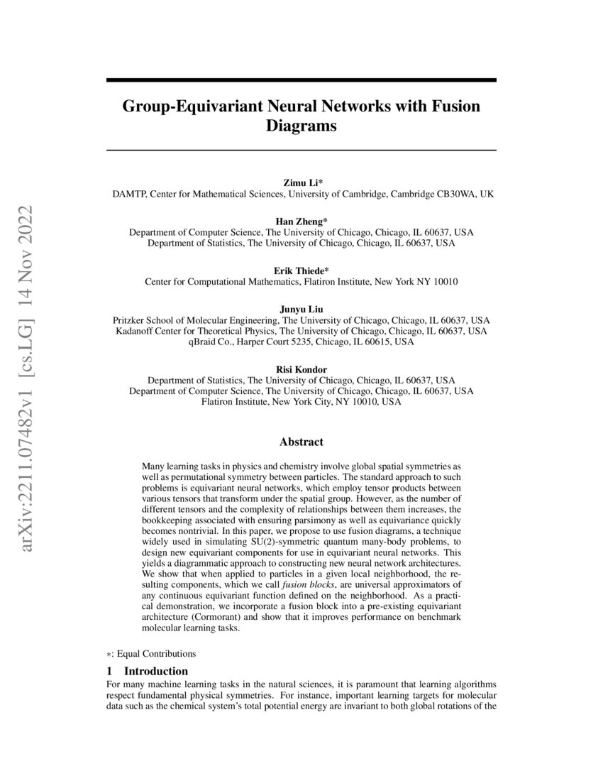 Group-Equivariant Neural Networks with Fusion Diagrams | DeepAI