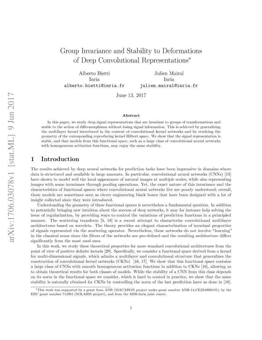 Group Invariance, Stability to Deformations, and Complexity of Deep Convolutional ...