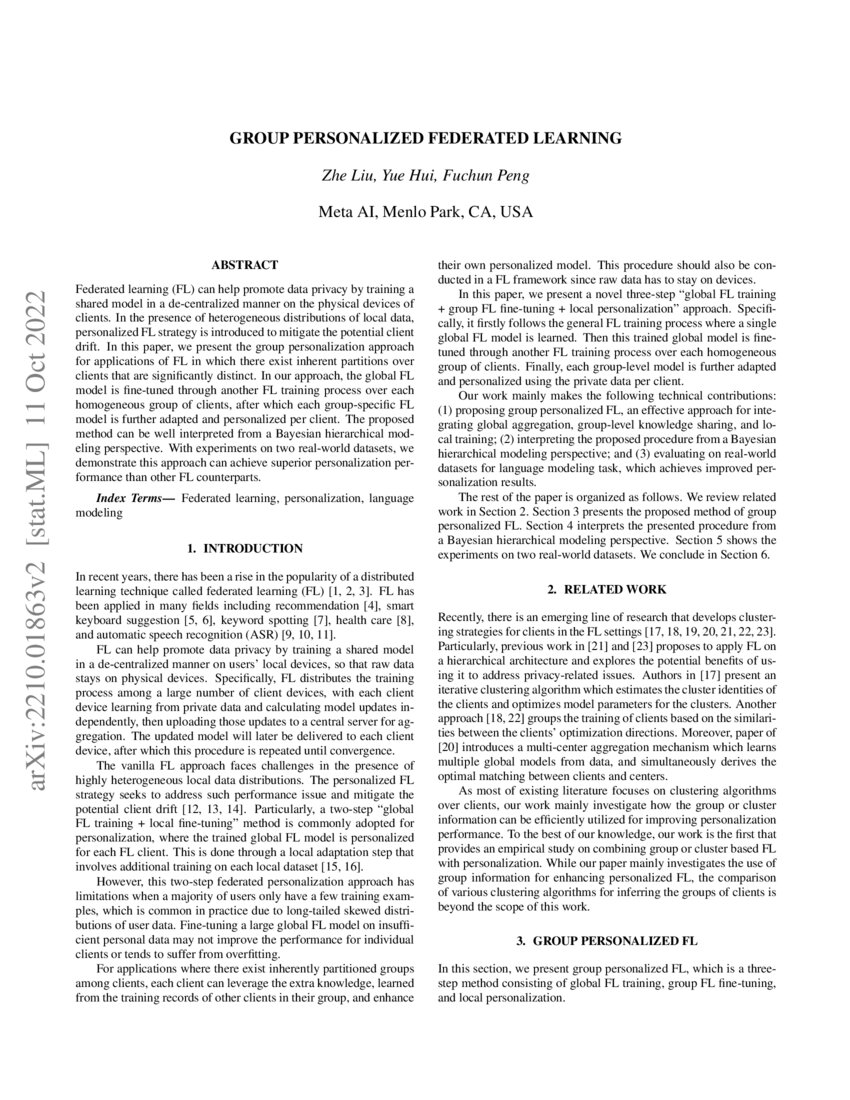 Group Personalized Federated Learning | DeepAI Group Personalized Federated Learning | DeepAI