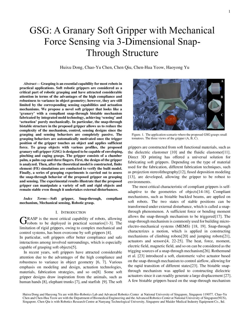 GSG: A Granary Soft Gripper with Mechanical Force Sensing via 3 ...