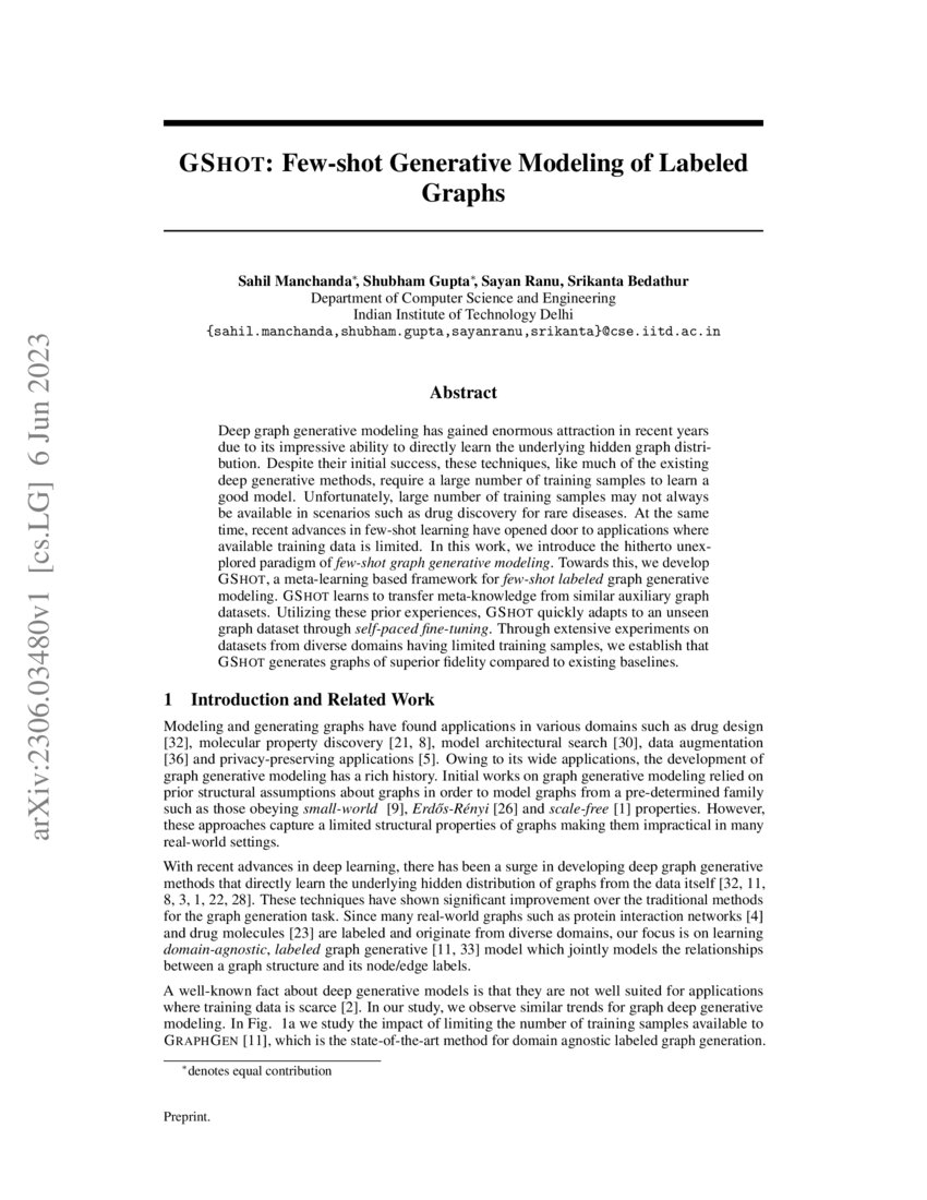 Gshot Few Shot Generative Modeling Of Labeled Graphs Deepai