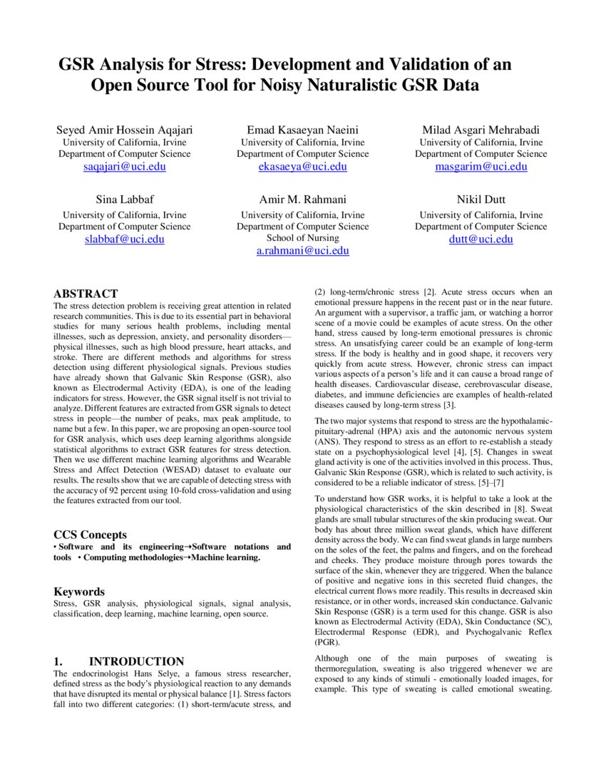 GSR Analysis for Stress: Development and Validation of an Open Source ...