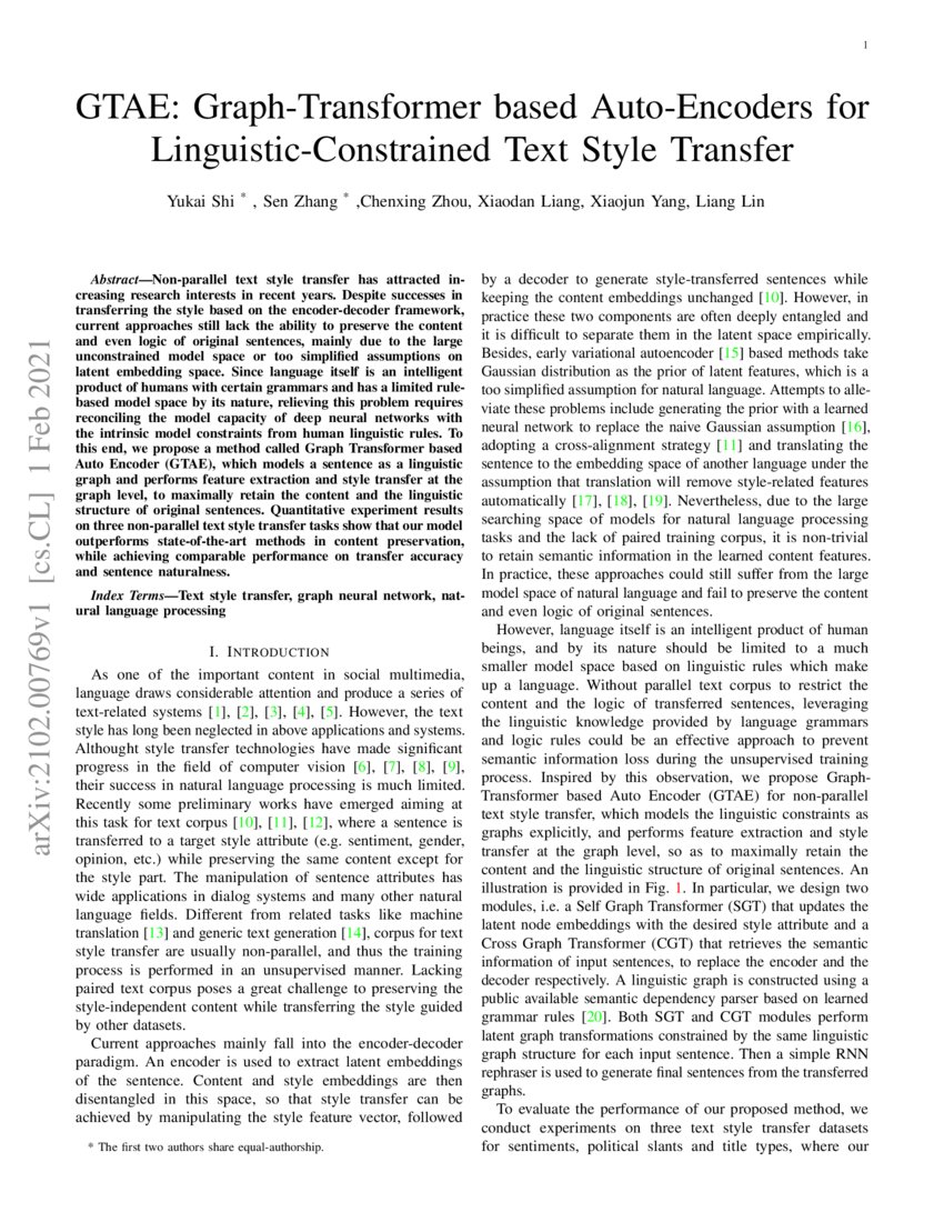 GTAE: Graph-Transformer based Auto-Encoders for Linguistic-Constrained ...