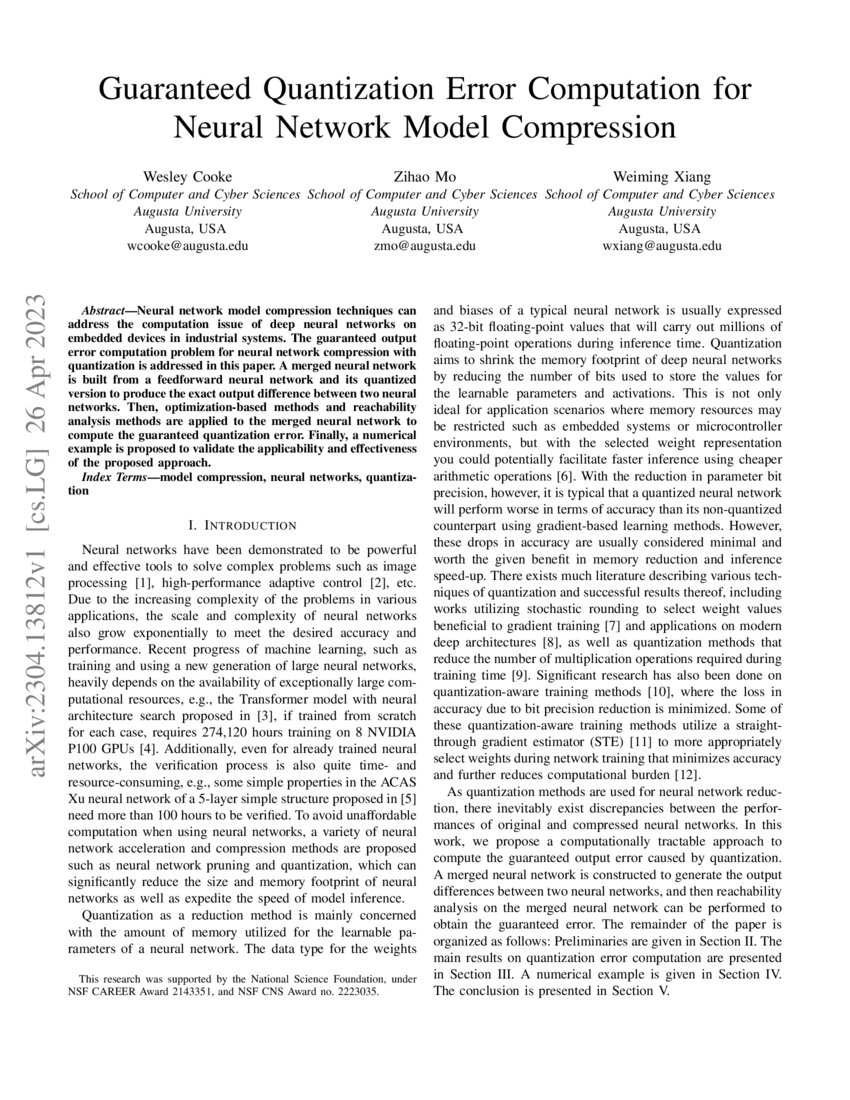 Guaranteed Quantization Error Computation for Neural Network Model ... Guaranteed Quantization Error Computation for Neural Network Model ...