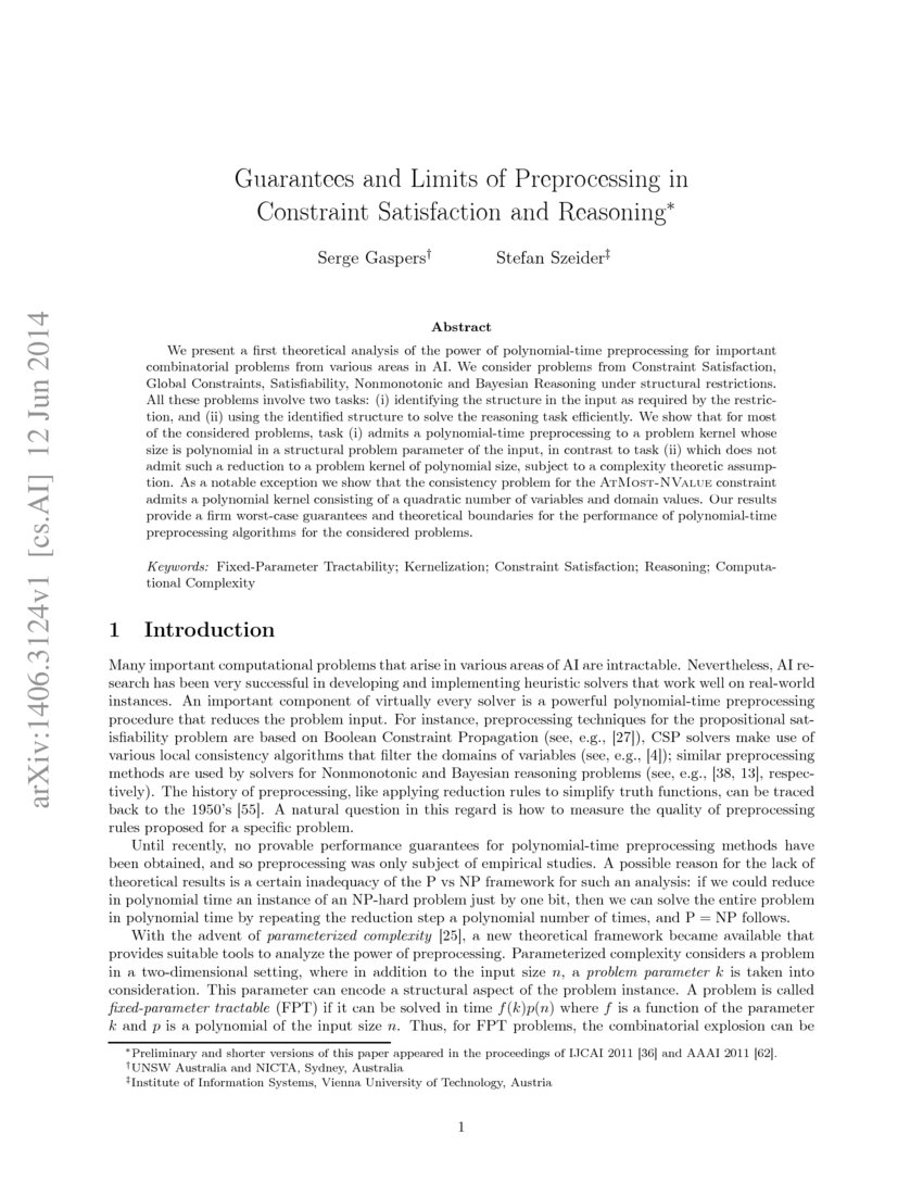 Guarantees and Limits of Preprocessing in Constraint Satisfaction and Reasoning | DeepAI