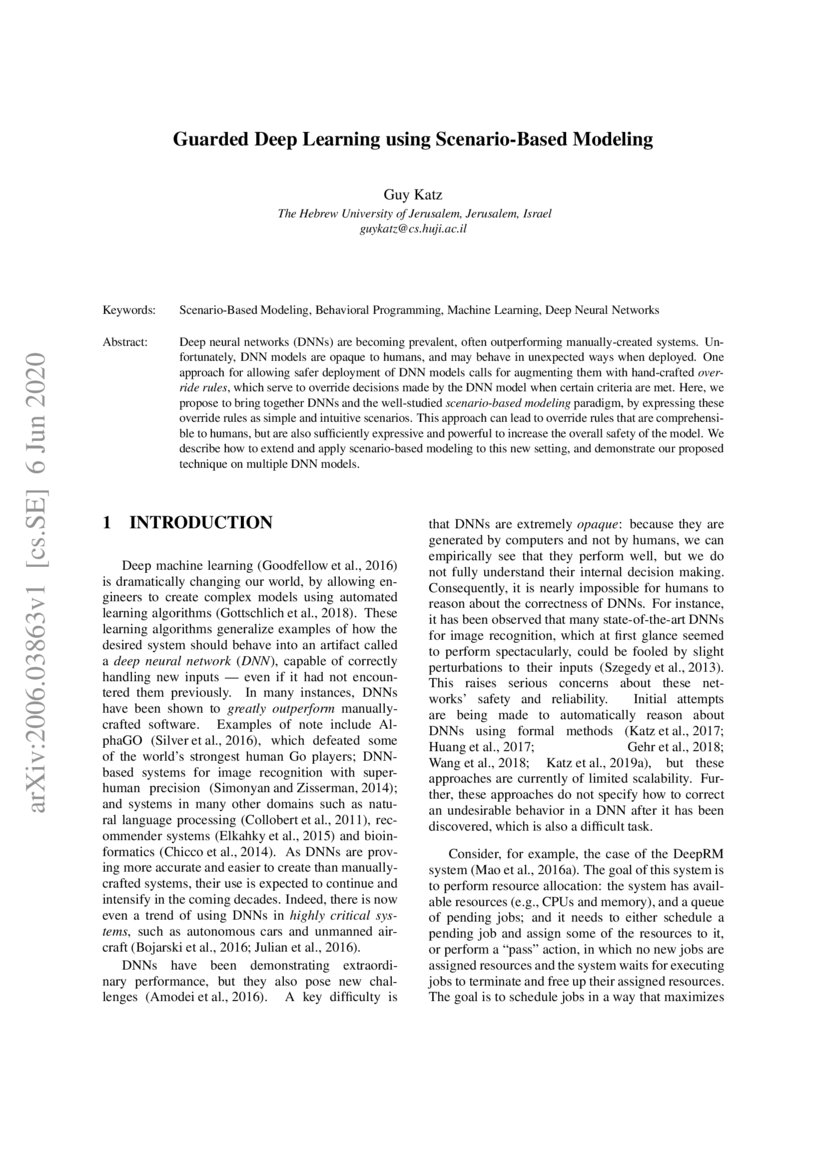 Guarded Deep Learning using Scenario-Based Modeling | DeepAI