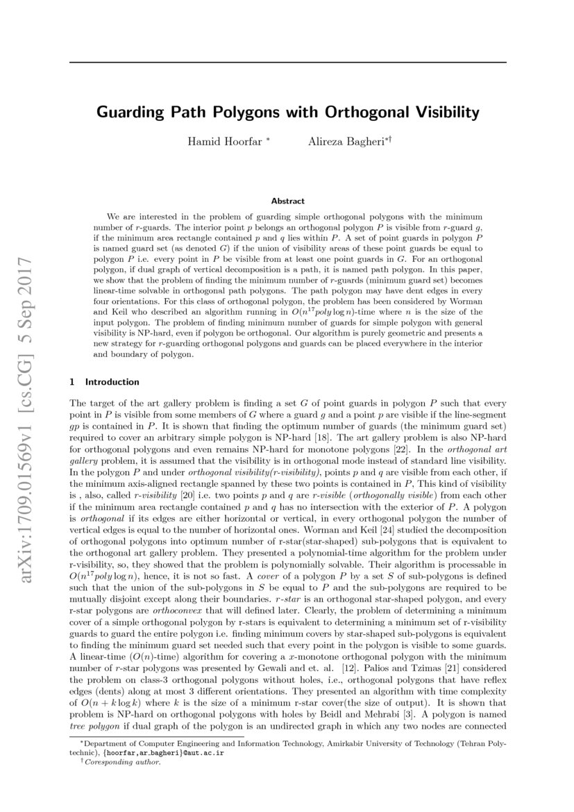 Guarding Path Polygons with Orthogonal Visibility | DeepAI