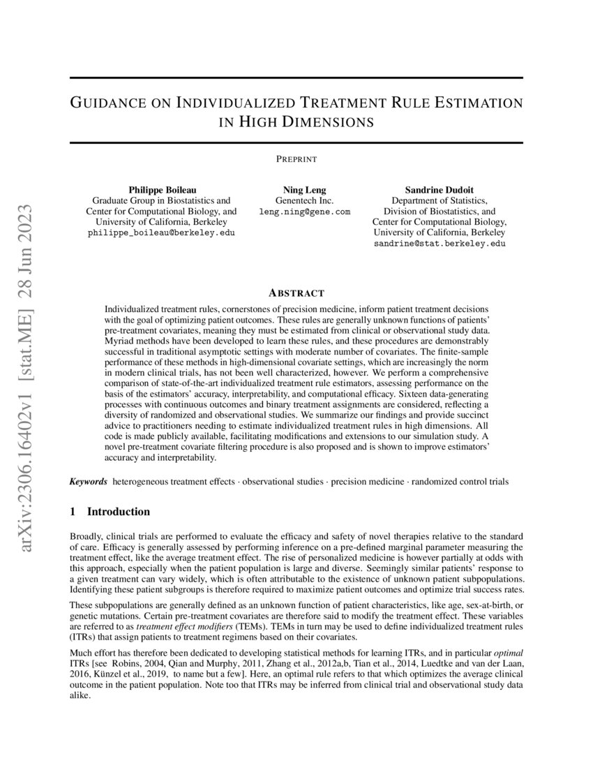 Guidance on Individualized Treatment Rule Estimation in High Dimensions ...