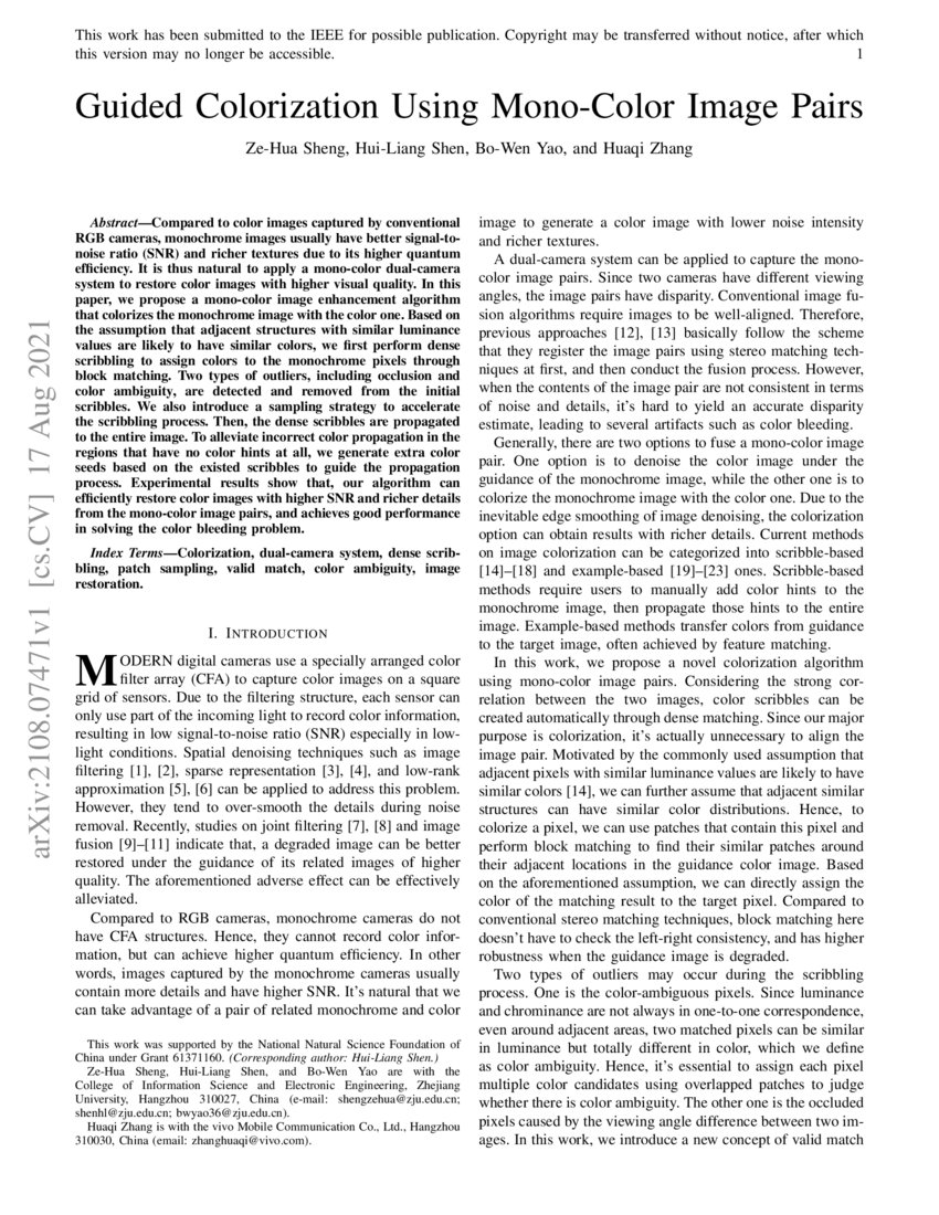 Guided Colorization Using Mono-Color Image Pairs | DeepAI