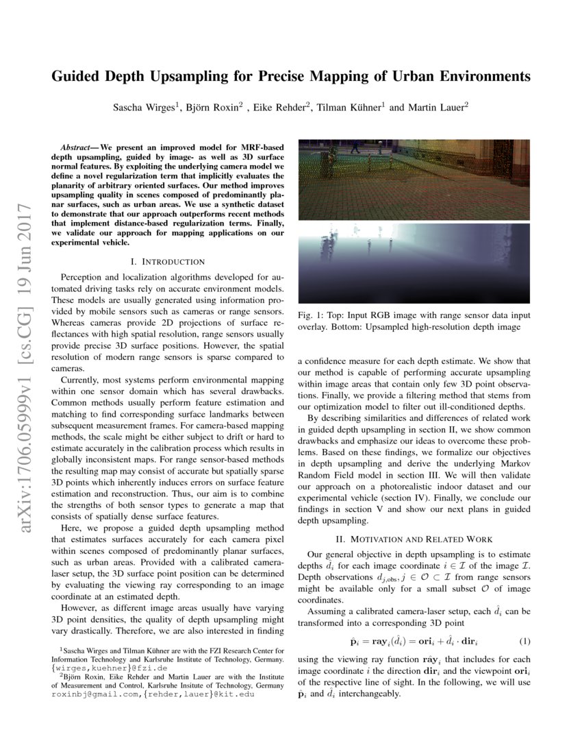 Guided Depth Upsampling for Precise Mapping of Urban Environments | DeepAI