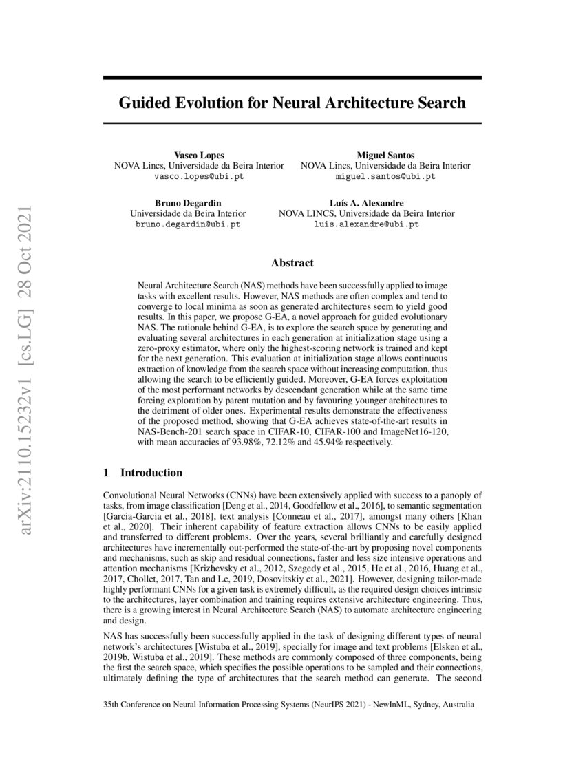 Guided Evolution for Neural Architecture Search | DeepAI