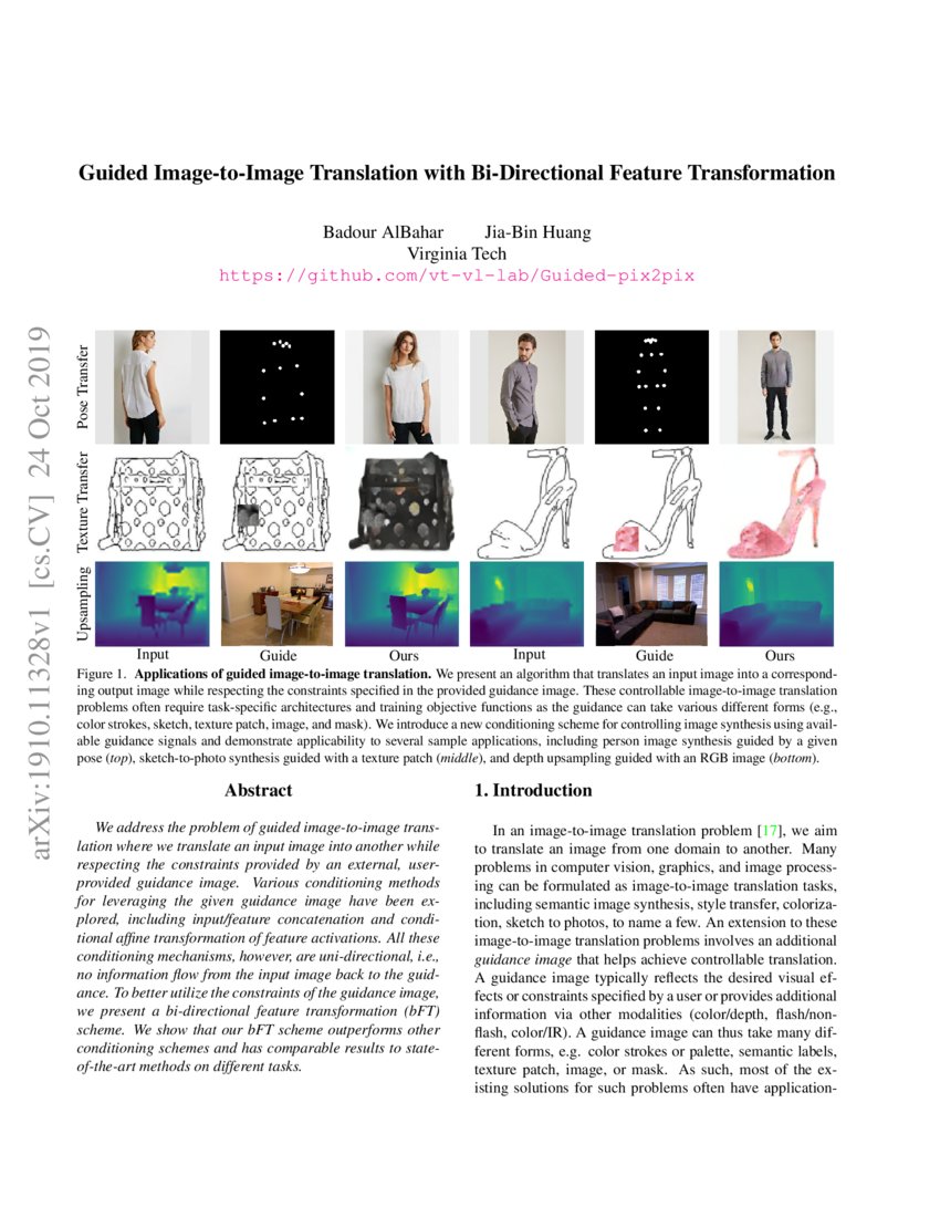 Guided Image-to-Image Translation with Bi-Directional Feature ...