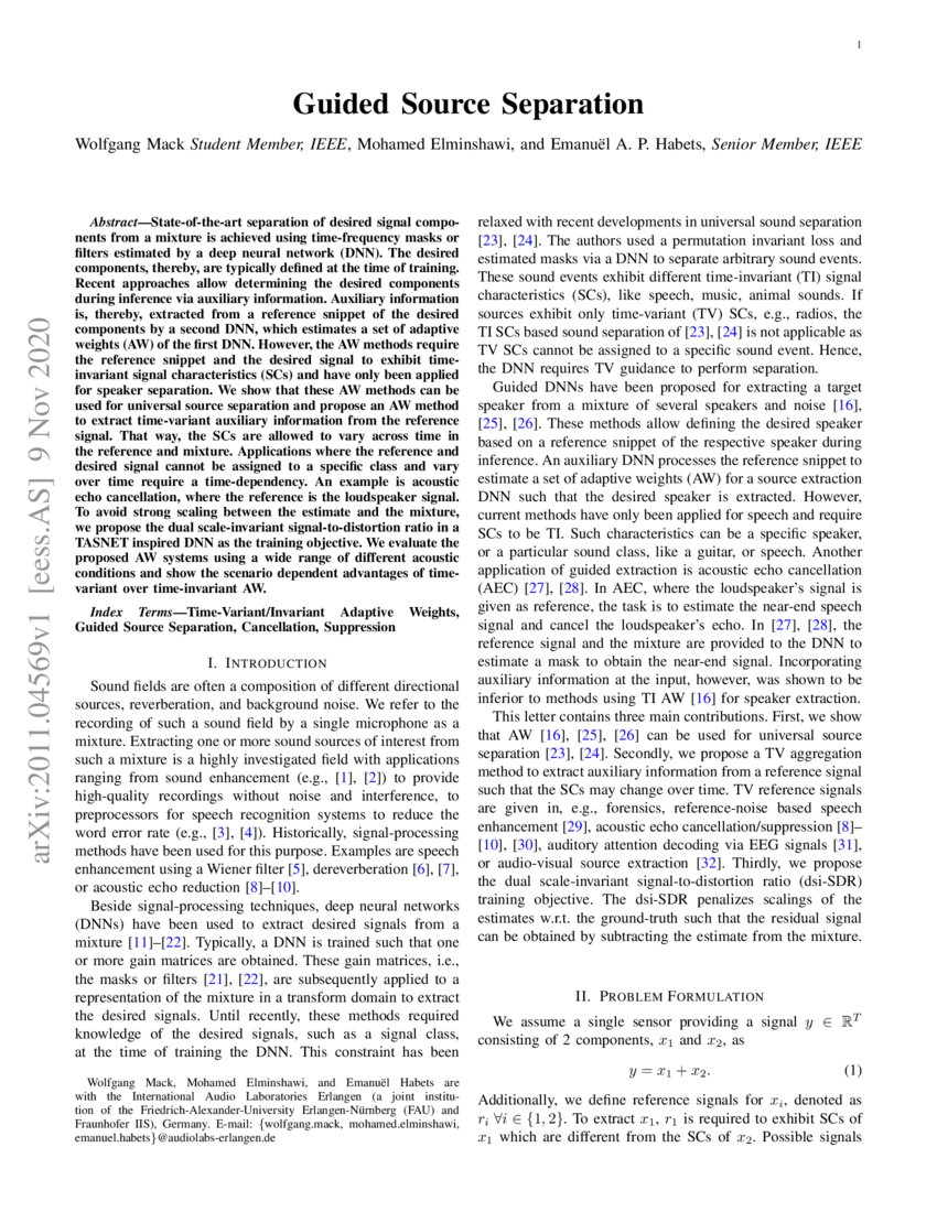 Guided Source Separation Deepai