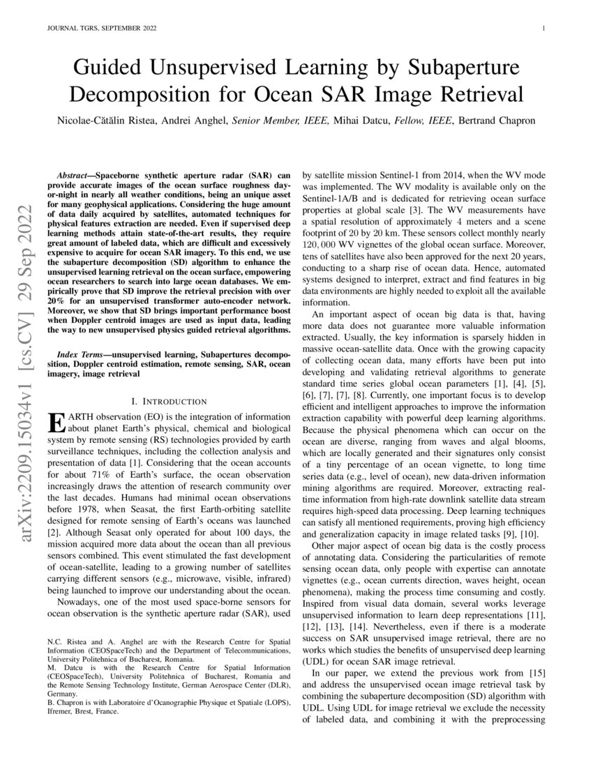 Guided Unsupervised Learning by Subaperture Decomposition for Ocean SAR Image Retrieval | DeepAI