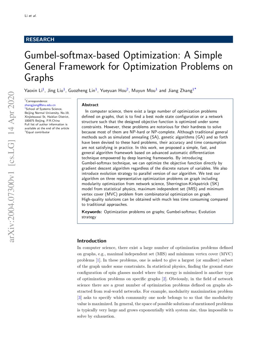 Gumbel Softmax Based Optimization A Simple General Framework For