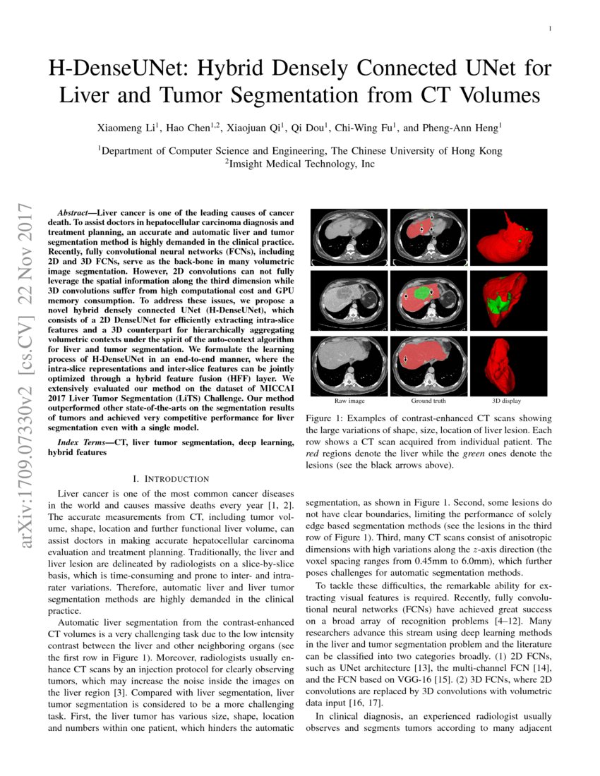H Denseunet Hybrid Densely Connected Unet For Liver And Liver Tumor Segmentation From Ct