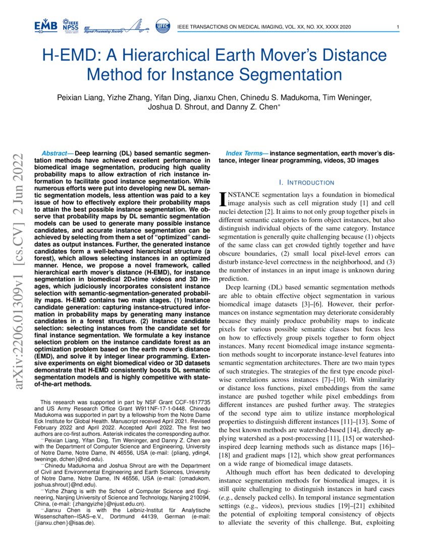 H-EMD: A Hierarchical Earth Mover's Distance Method for Instance ...