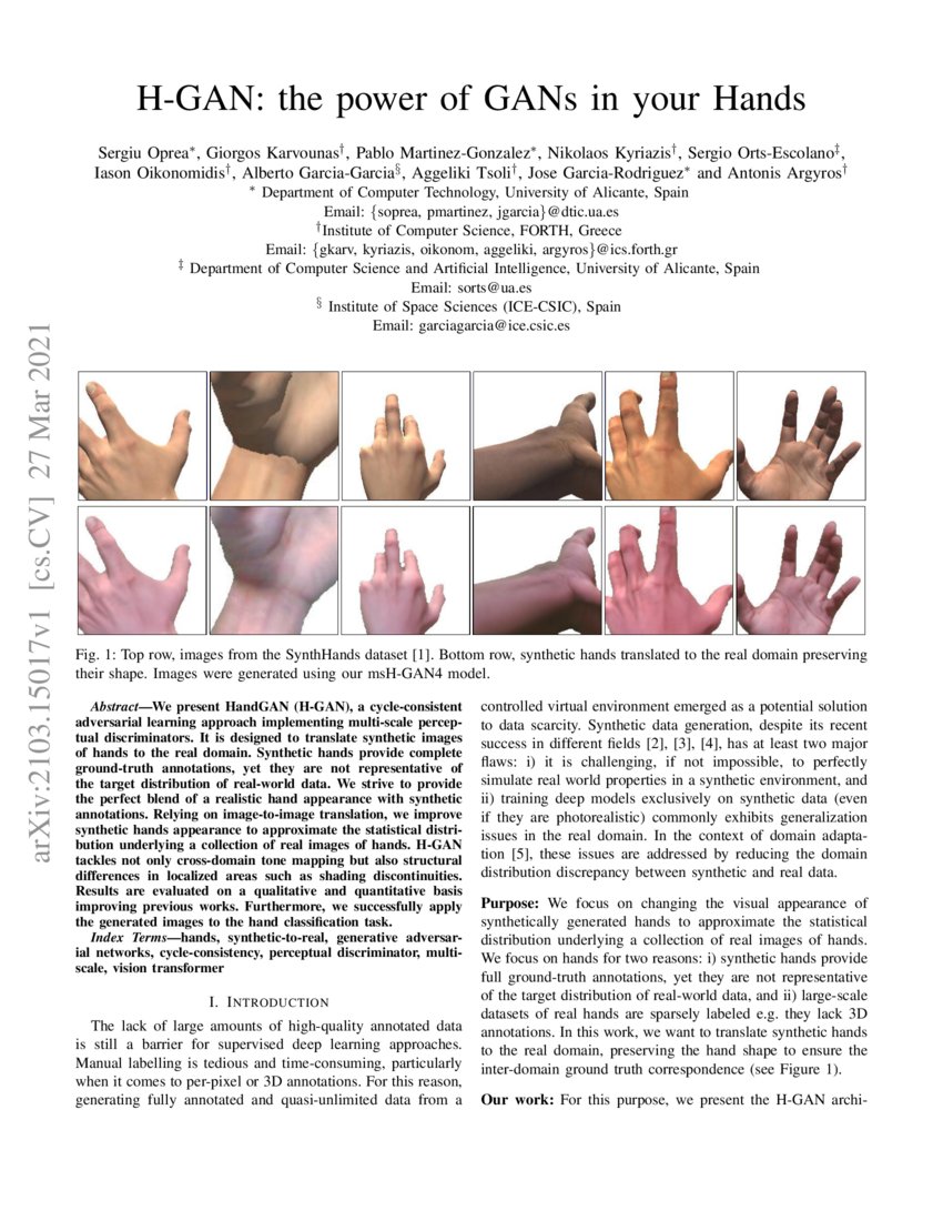 H-GAN: the power of GANs in your Hands | DeepAI