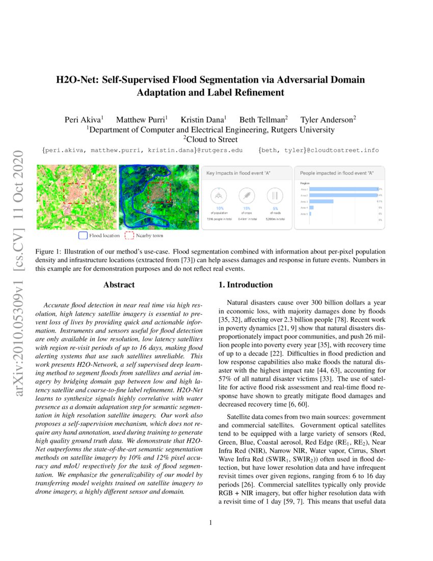 H2O-Net: Self-Supervised Flood Segmentation via Adversarial Domain Adaptation and Label ...