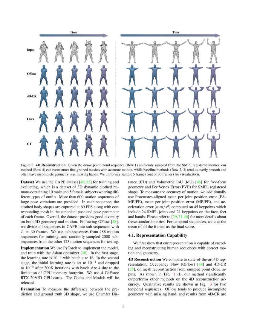 H4D: Human 4D Modeling by Learning Neural Compositional Representation | DeepAI