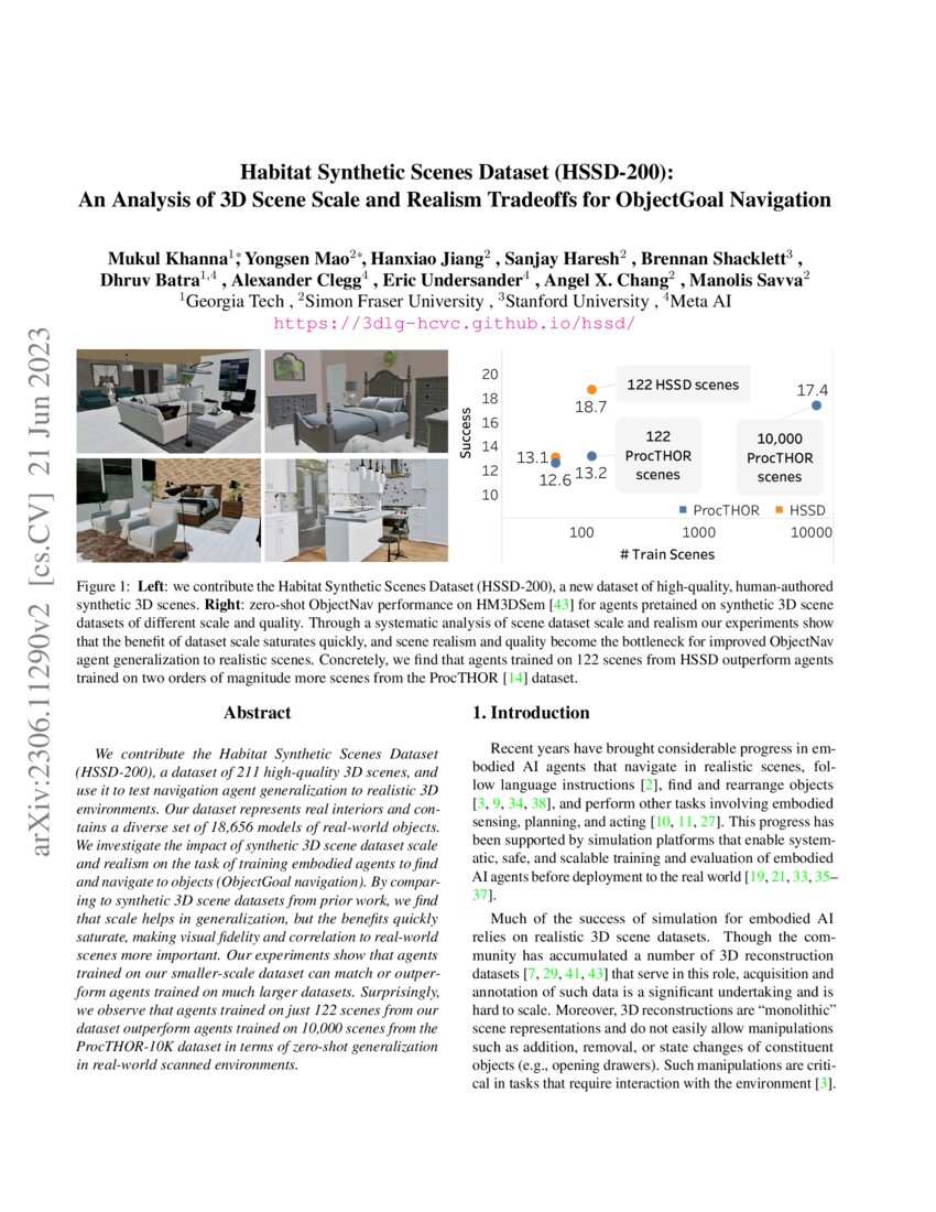 Habitat Synthetic Scenes Dataset (HSSD-200): An Analysis of 3D Scene ...