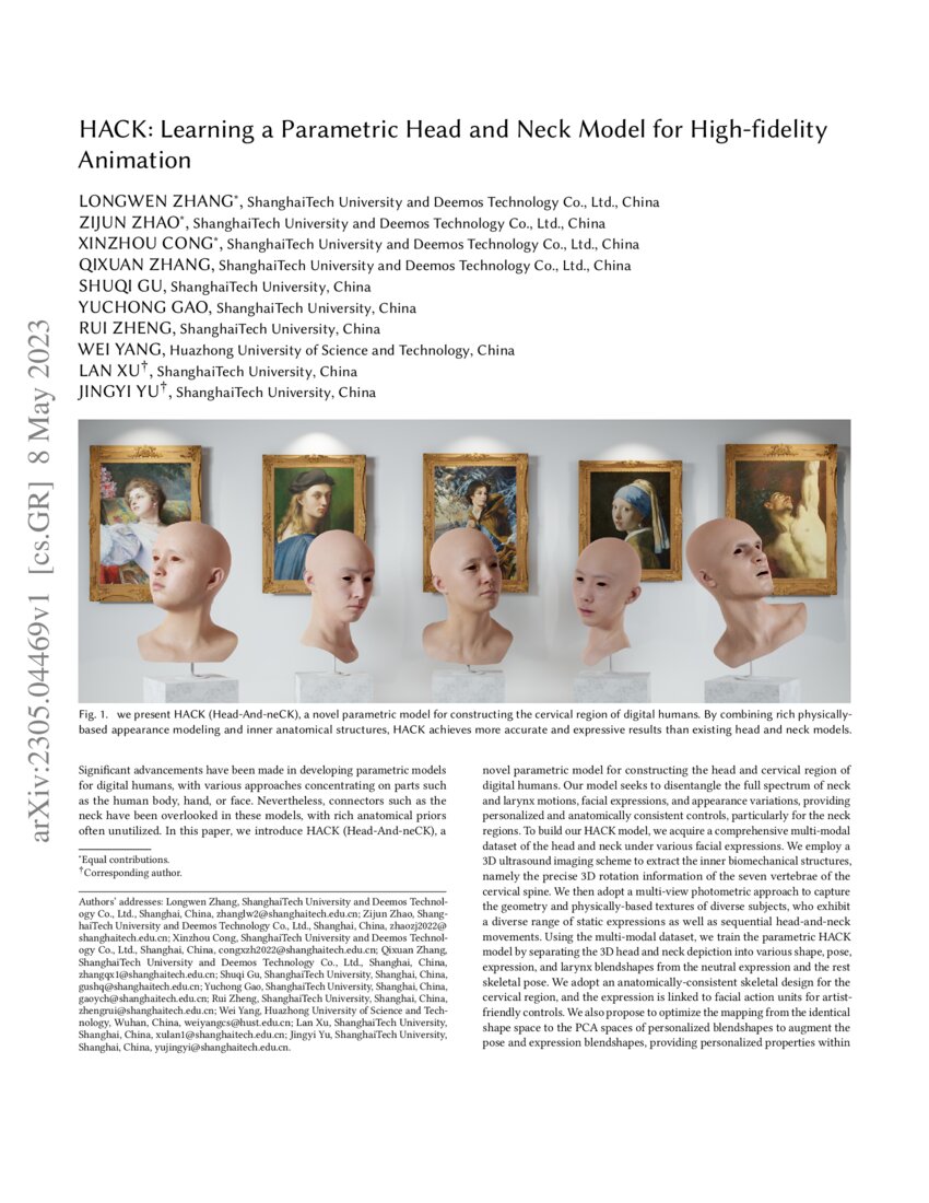 HACK: Learning a Parametric Head and Neck Model for High-fidelity Animation | DeepAI