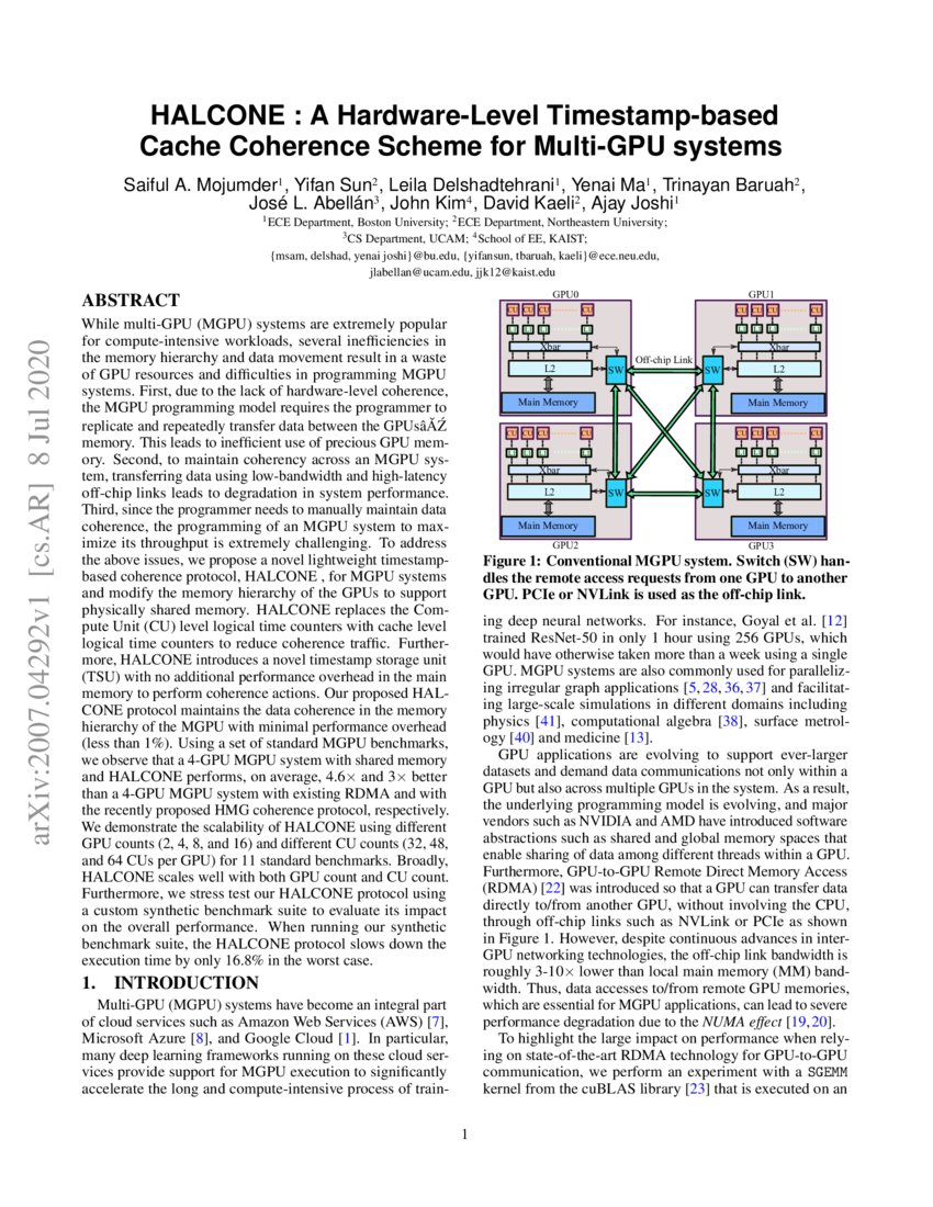 HALCONE : A Hardware-Level Timestamp-based Cache Coherence Scheme for Multi-GPU systems | DeepAI