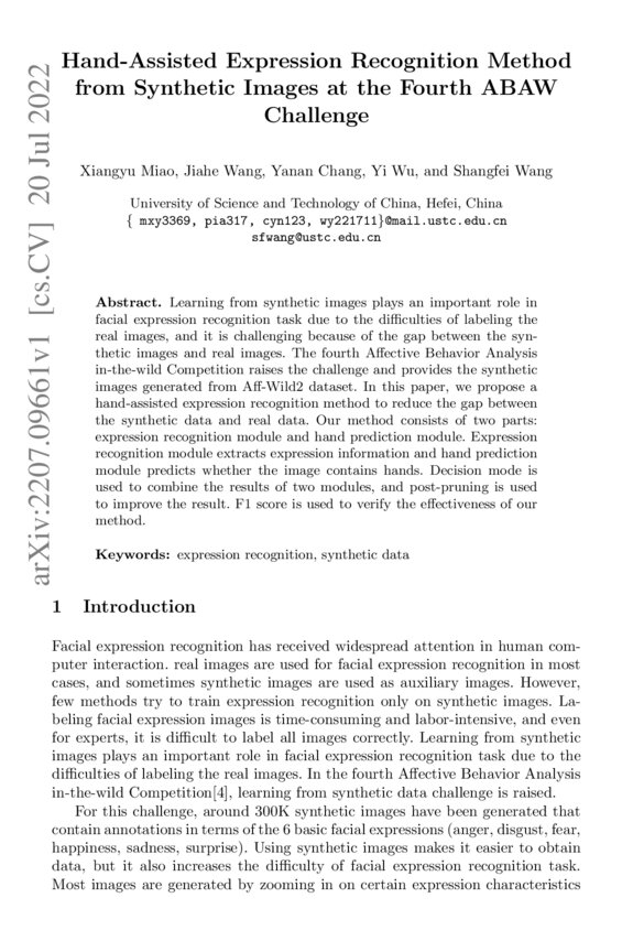 Hand-Assisted Expression Recognition Method from Synthetic Images at ...