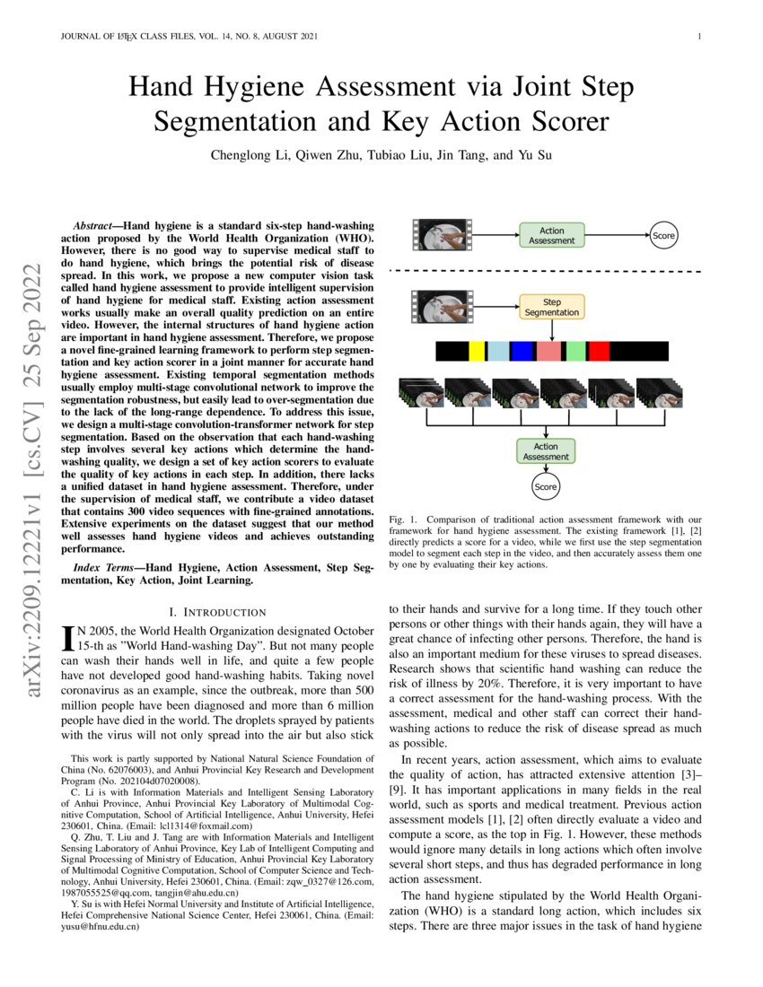 Hand Hygiene Assessment Via Joint Step Segmentation And Key Action Scorer Deepai 