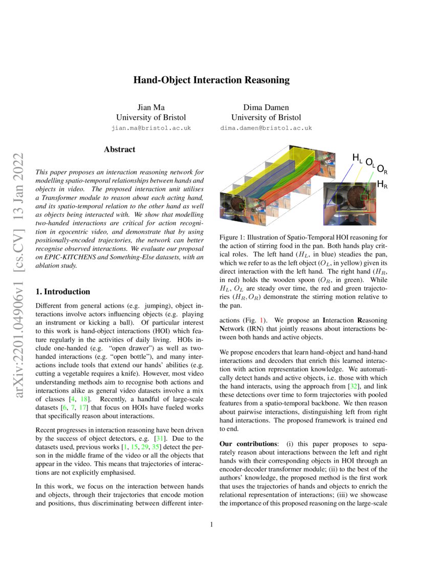 Hand Object Interaction Reasoning Deepai