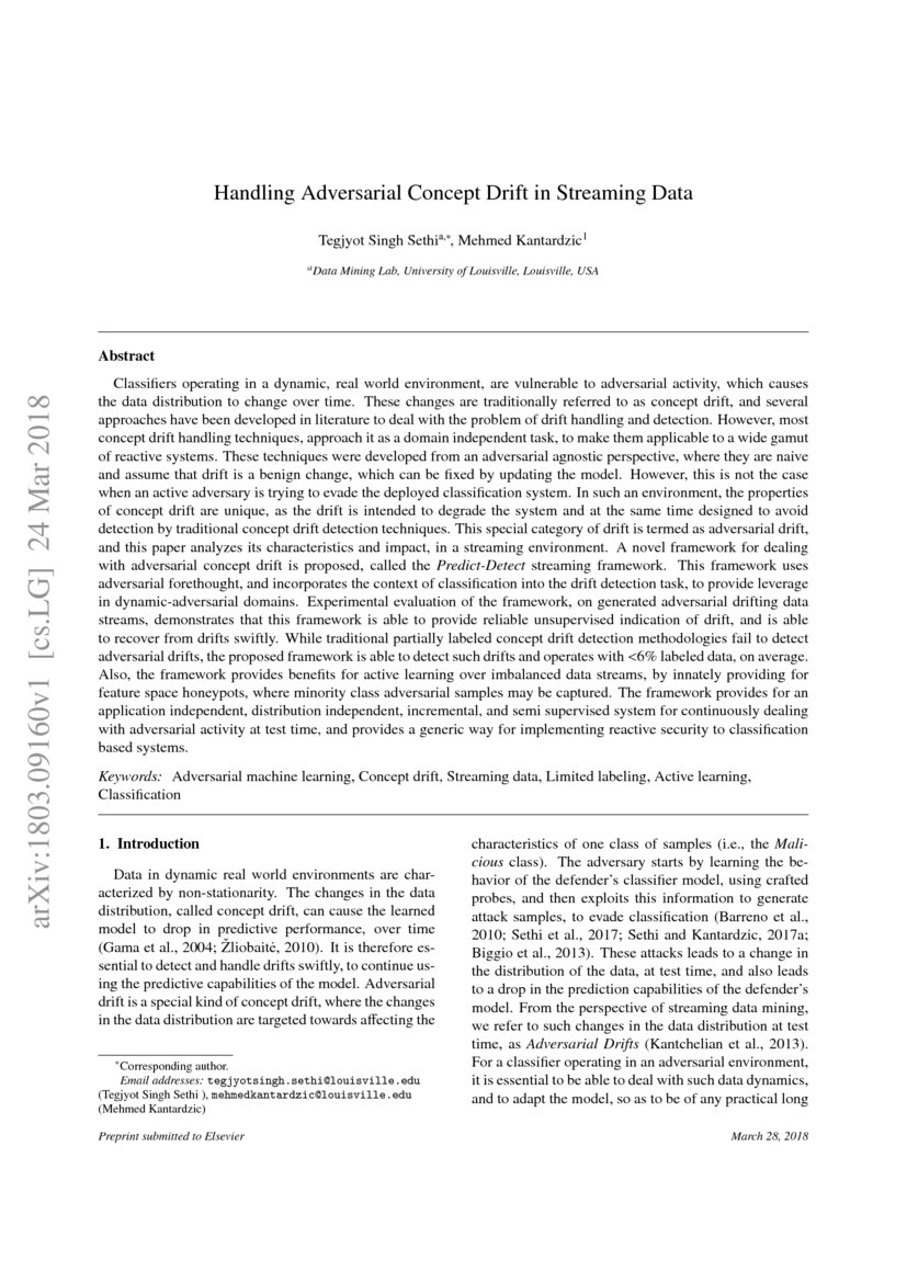 Handling Adversarial Concept Drift In Streaming Data Deepai