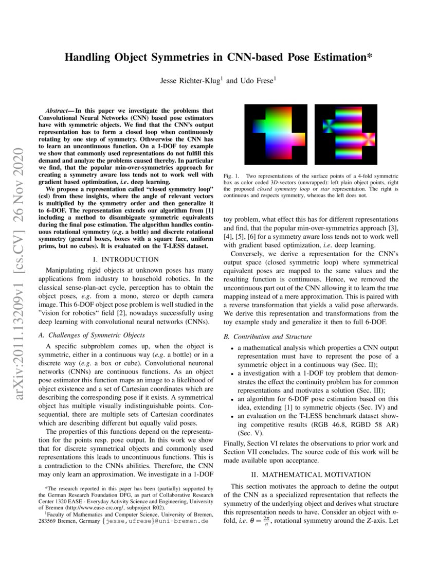 Handling Object Symmetries in CNN-based Pose Estimation | DeepAI