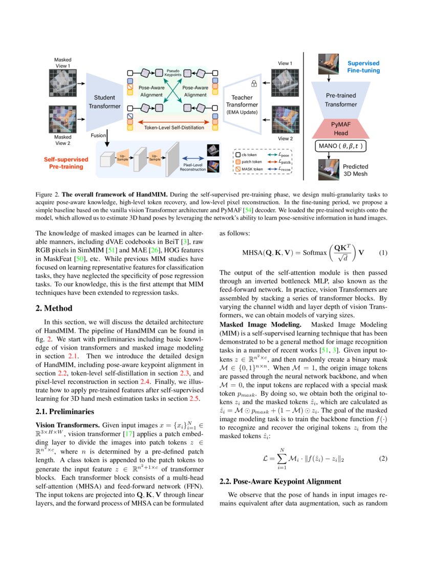 Handmim Pose Aware Self Supervised Learning For 3d Hand Mesh Estimation Deepai