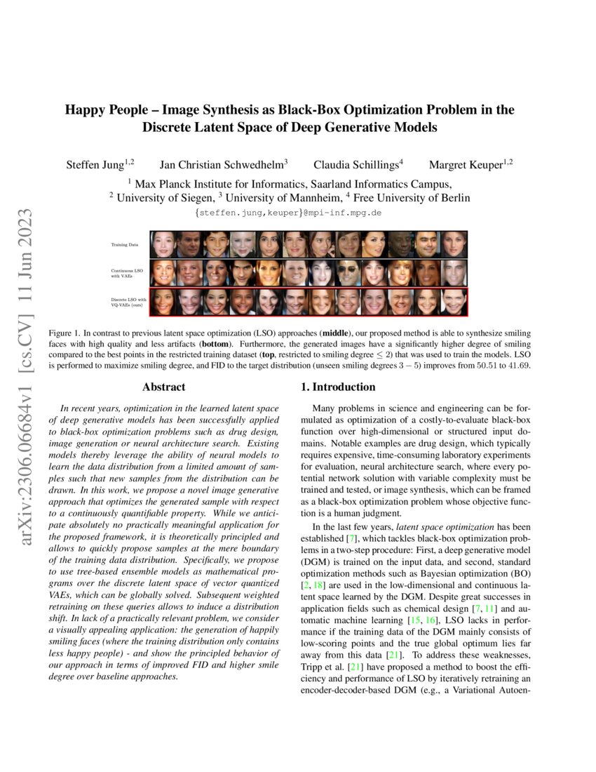 Happy People – Image Synthesis as Black-Box Optimization Problem in the Discrete Latent Space of ...