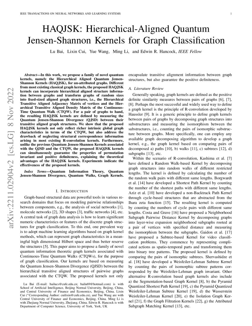 HAQJSK: Hierarchical-Aligned Quantum Jensen-Shannon Kernels for Graph ...