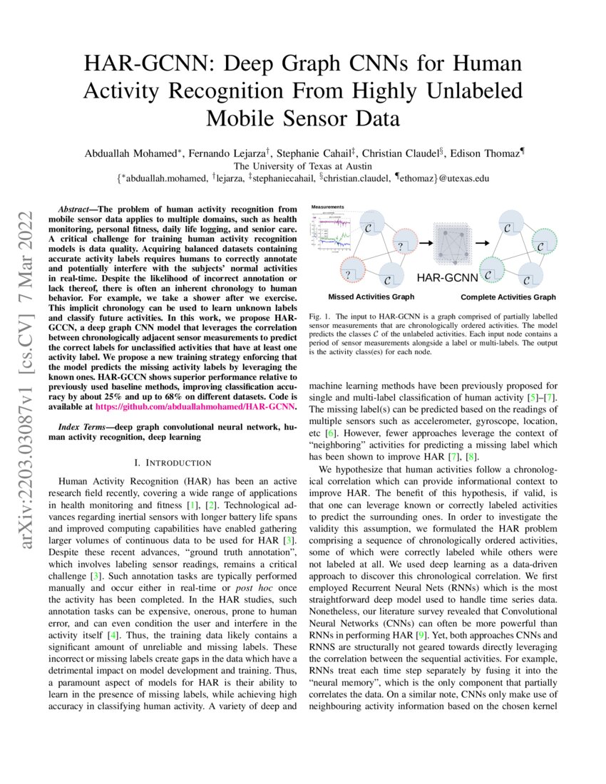 HAR-GCNN: Deep Graph CNNs for Human Activity Recognition From Highly Unlabeled Mobile Sensor ...