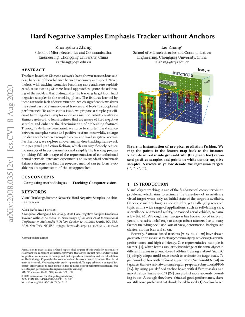 Hard Negative Samples Emphasis Tracker without Anchors | DeepAI
