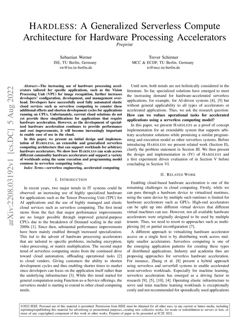 Hardless A Generalized Serverless Compute Architecture For Hardware Processing Accelerators