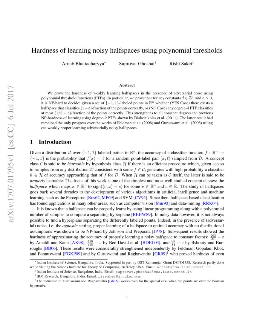 Hardness of learning noisy halfspaces using polynomial thresholds | DeepAI