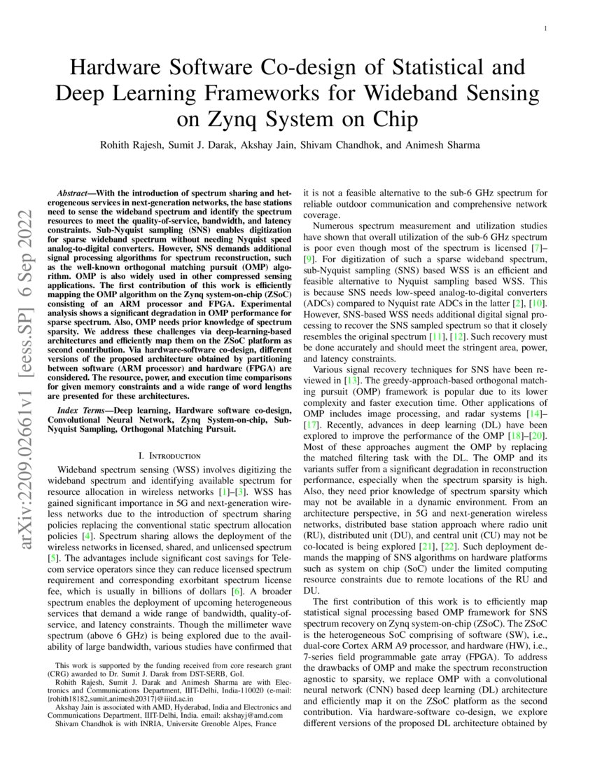 Hardware Software Co Design Of Statistical And Deep Learning Frameworks For Wideband Sensing On