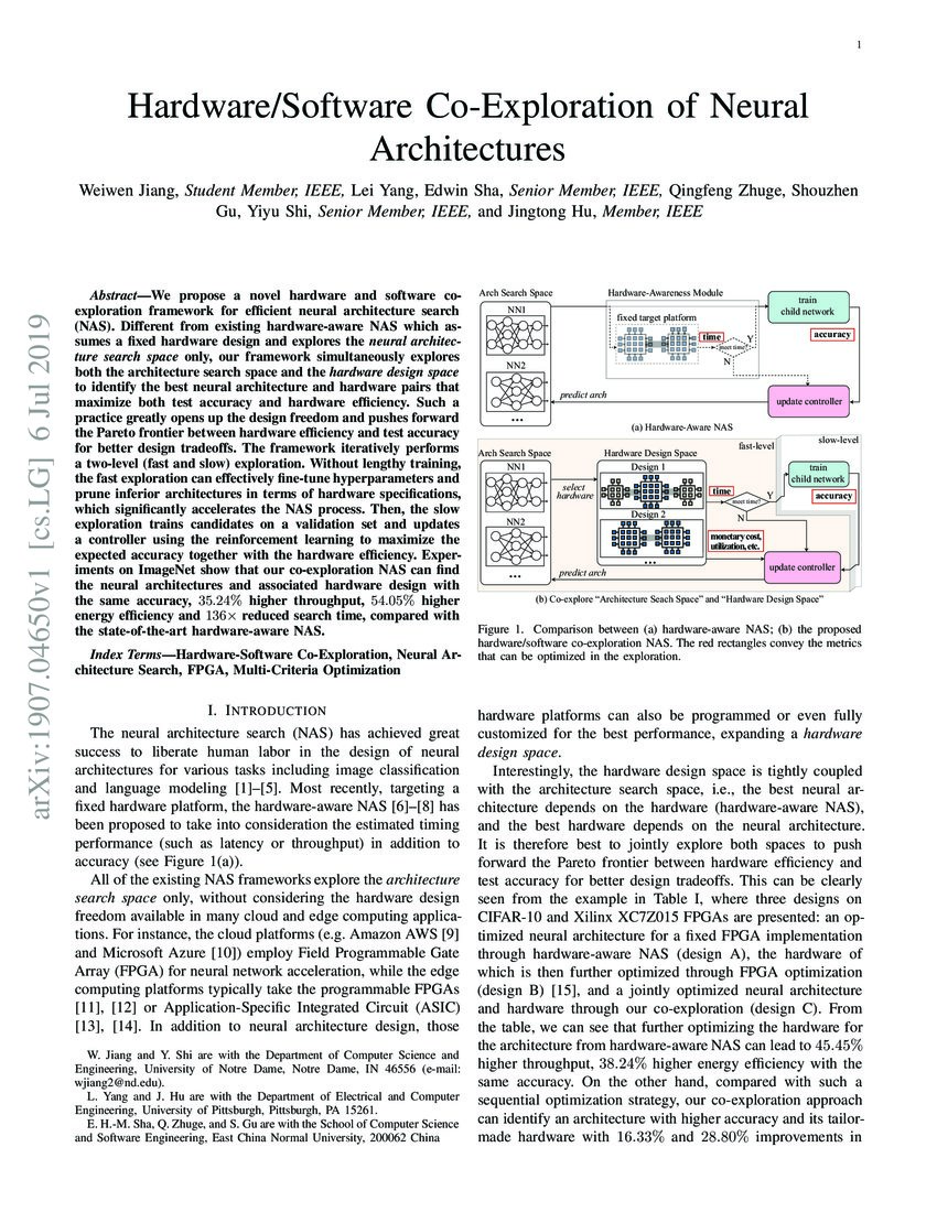 Hardware/Software Co-Exploration of Neural Architectures | DeepAI