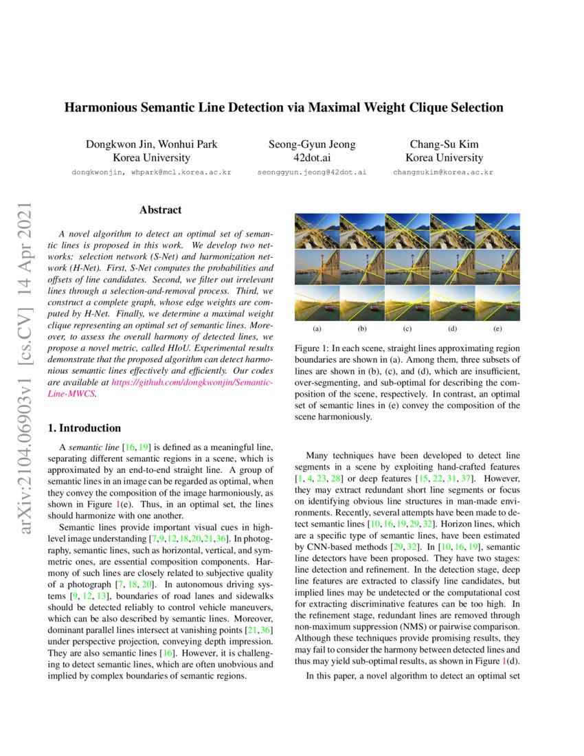 Harmonious Semantic Line Detection via Maximal Weight Clique Selection ...