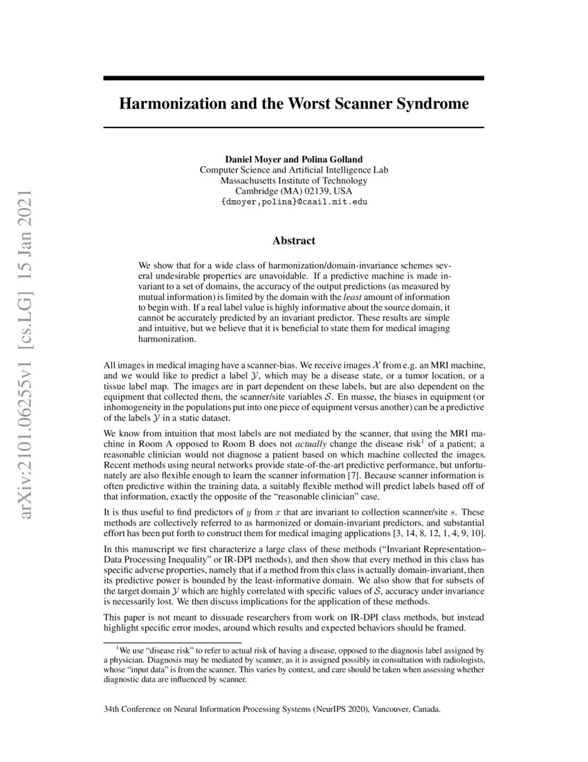 Harmonization and the Worst Scanner Syndrome | DeepAI
