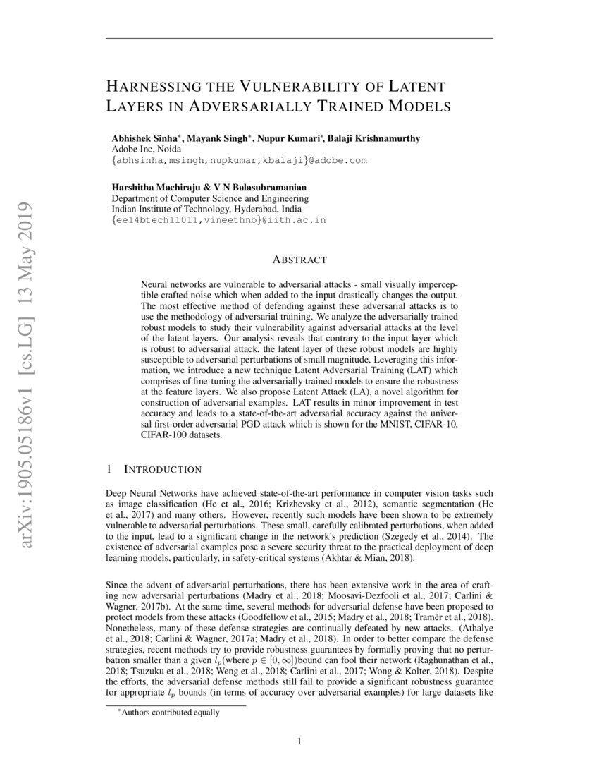 Harnessing the Vulnerability of Latent Layers in Adversarially Trained ...