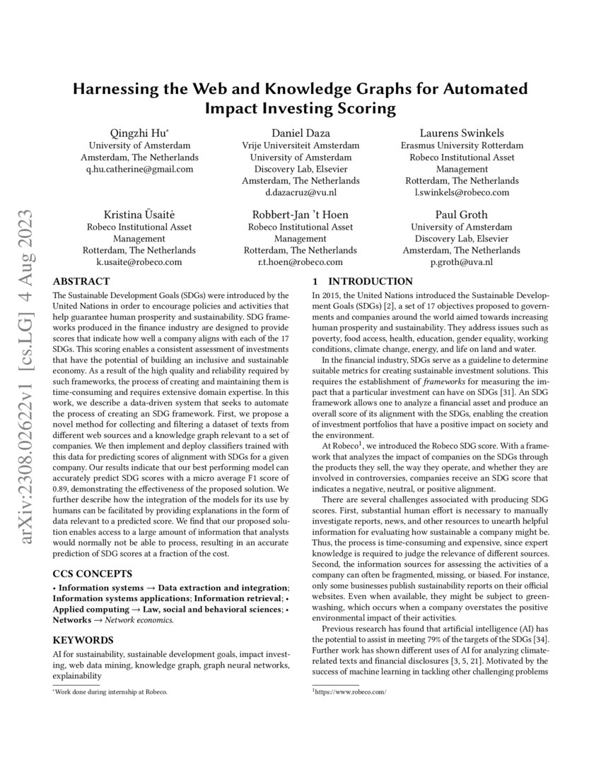 Harnessing The Web And Knowledge Graphs For Automated Impact Investing