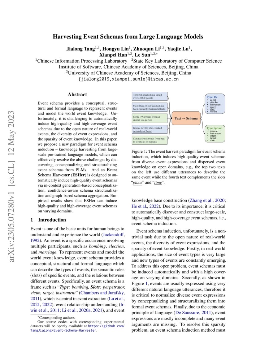 Harvesting Event Schemas from Large Language Models | DeepAI