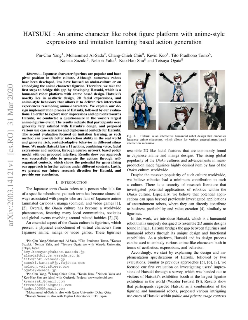 HATSUKI : An anime character like robot figure platform with anime ...