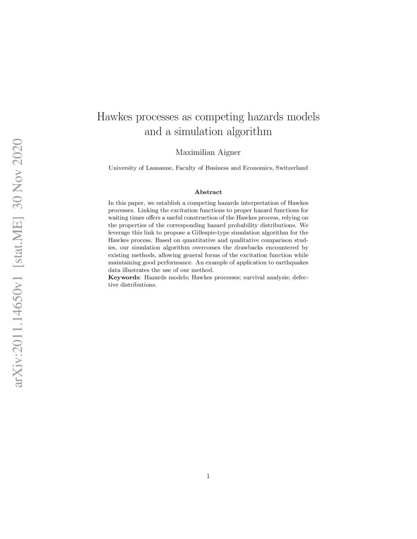 Hawkes processes as competing hazards models and a simulation algorithm | DeepAI